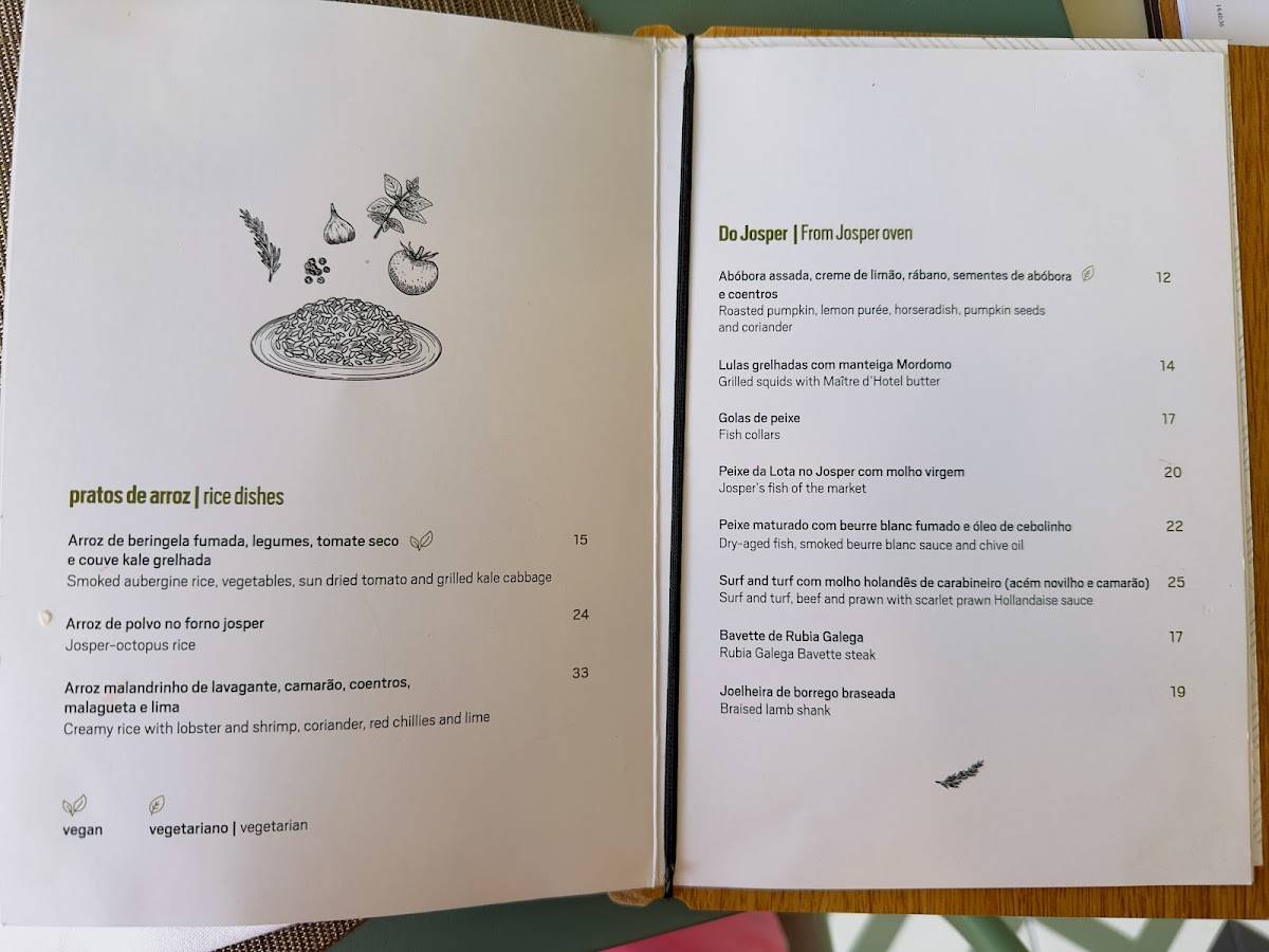 Menu em Pau de Lume restaurant, Funchal