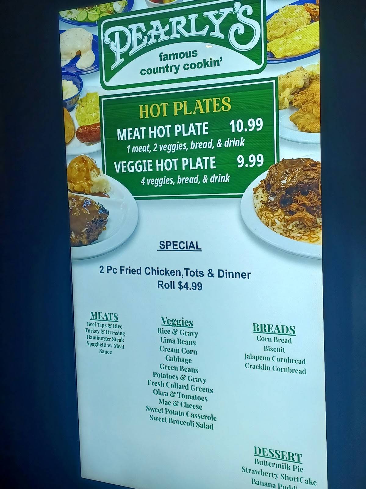 Menu at Pearly's Famous Country Cooking restaurant, Albany