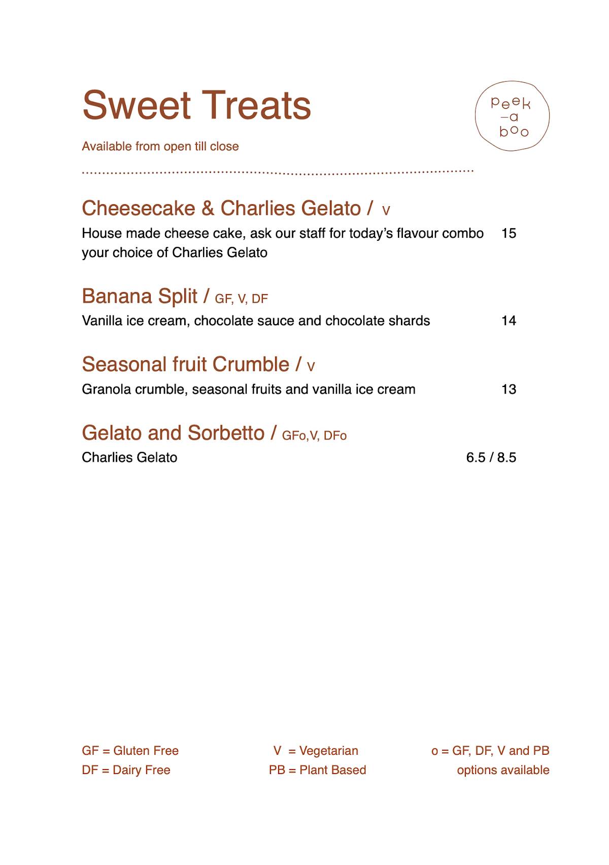 Menu at Peekaboo Backyard Eatery restaurant, Kaitaia