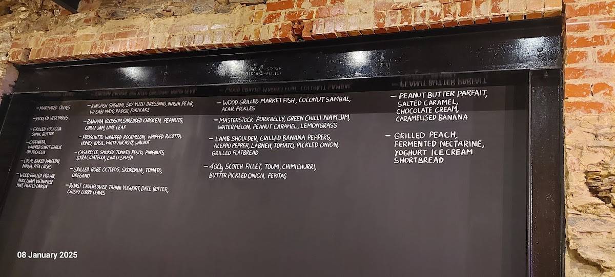 Menu at Peel St restaurant, Adelaide