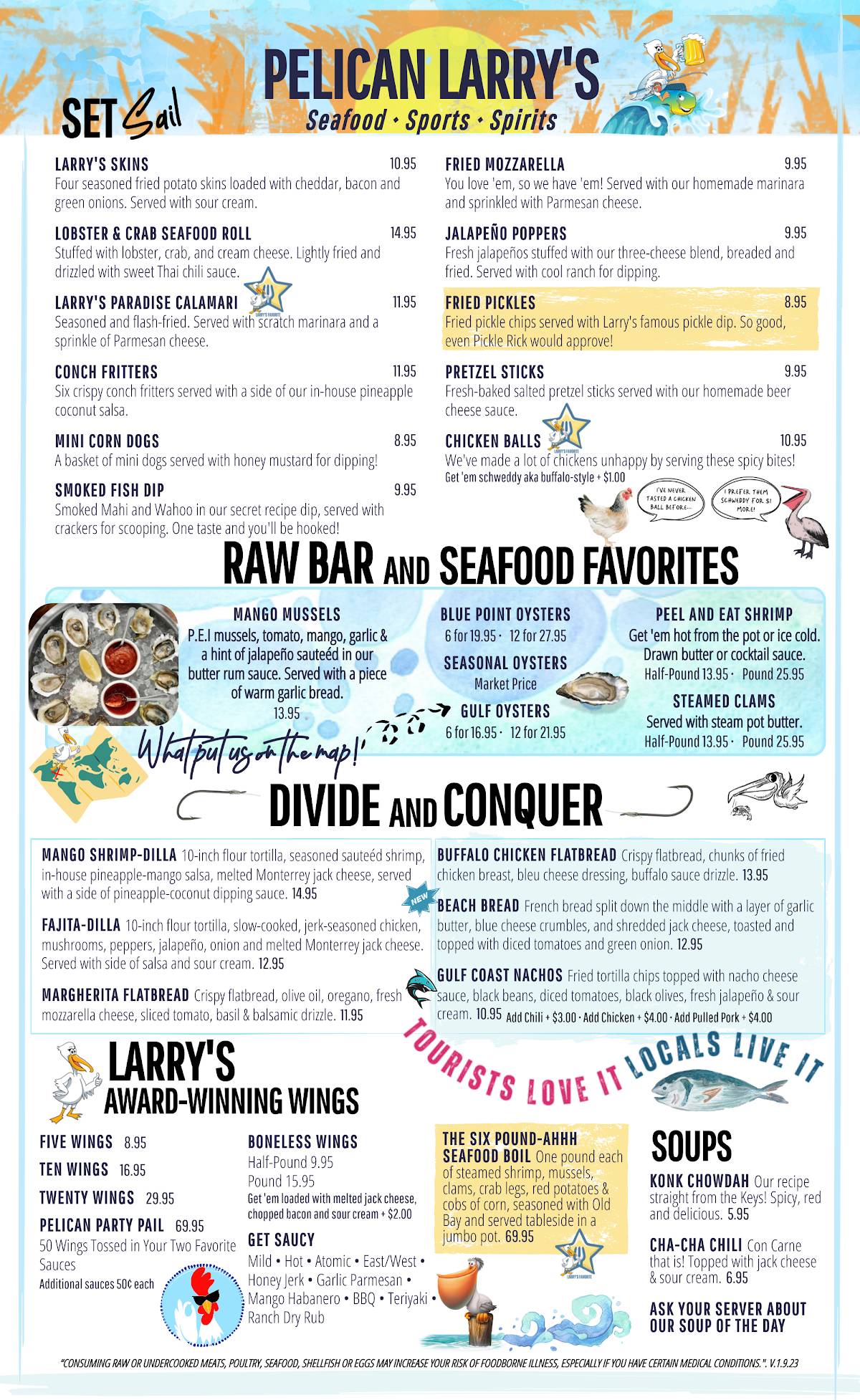 Menu at Pelican Larry's Raw Bar and Grill, Estero