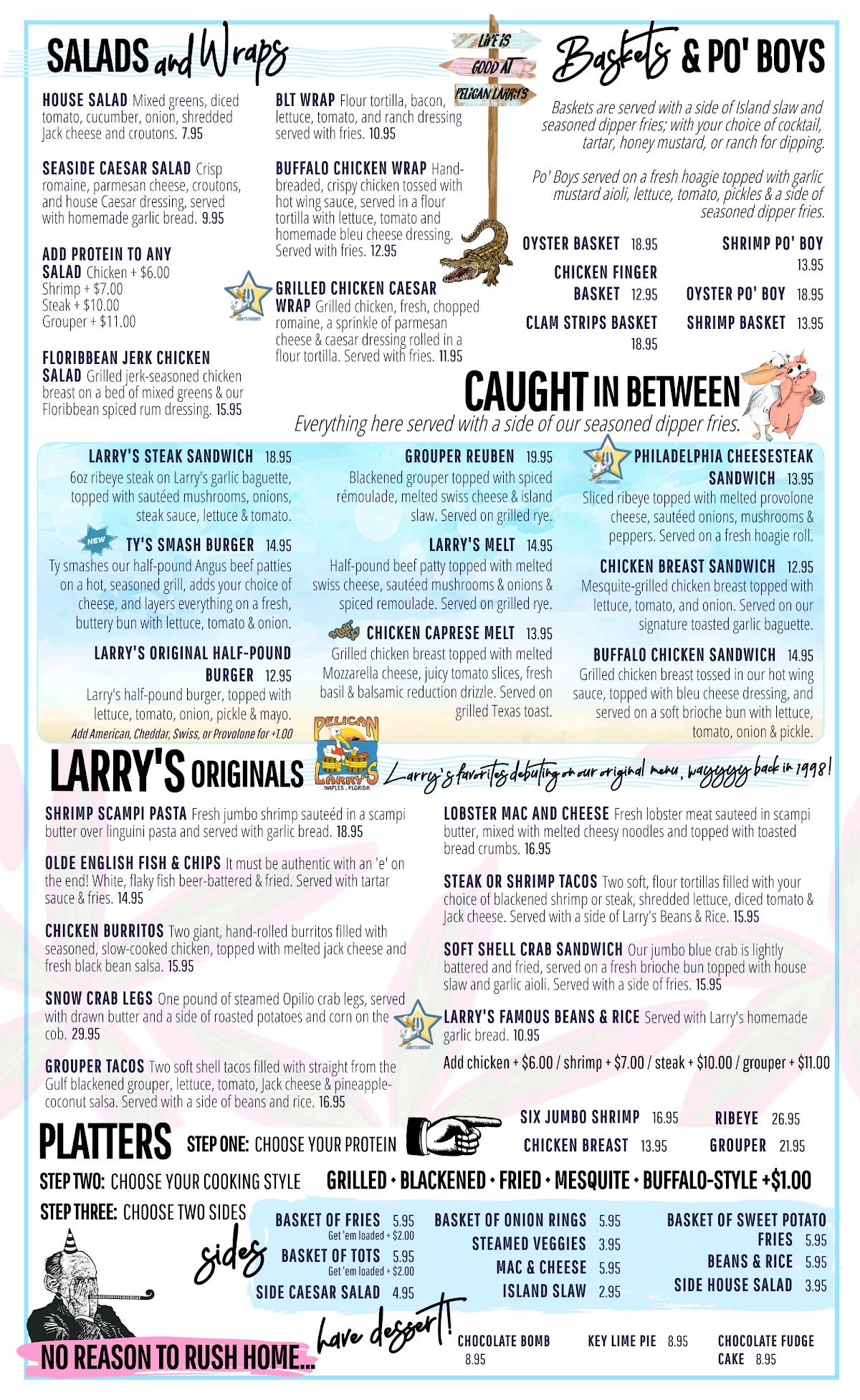 Menu at Pelican Larry's Raw Bar and Grill, Estero
