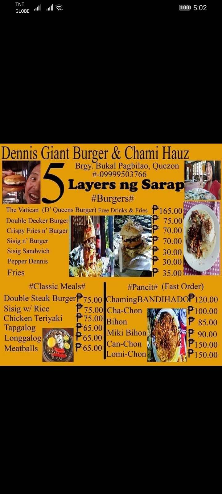 Menu at Pepper Dennis restaurant, Pagbilao, XMCP+F72