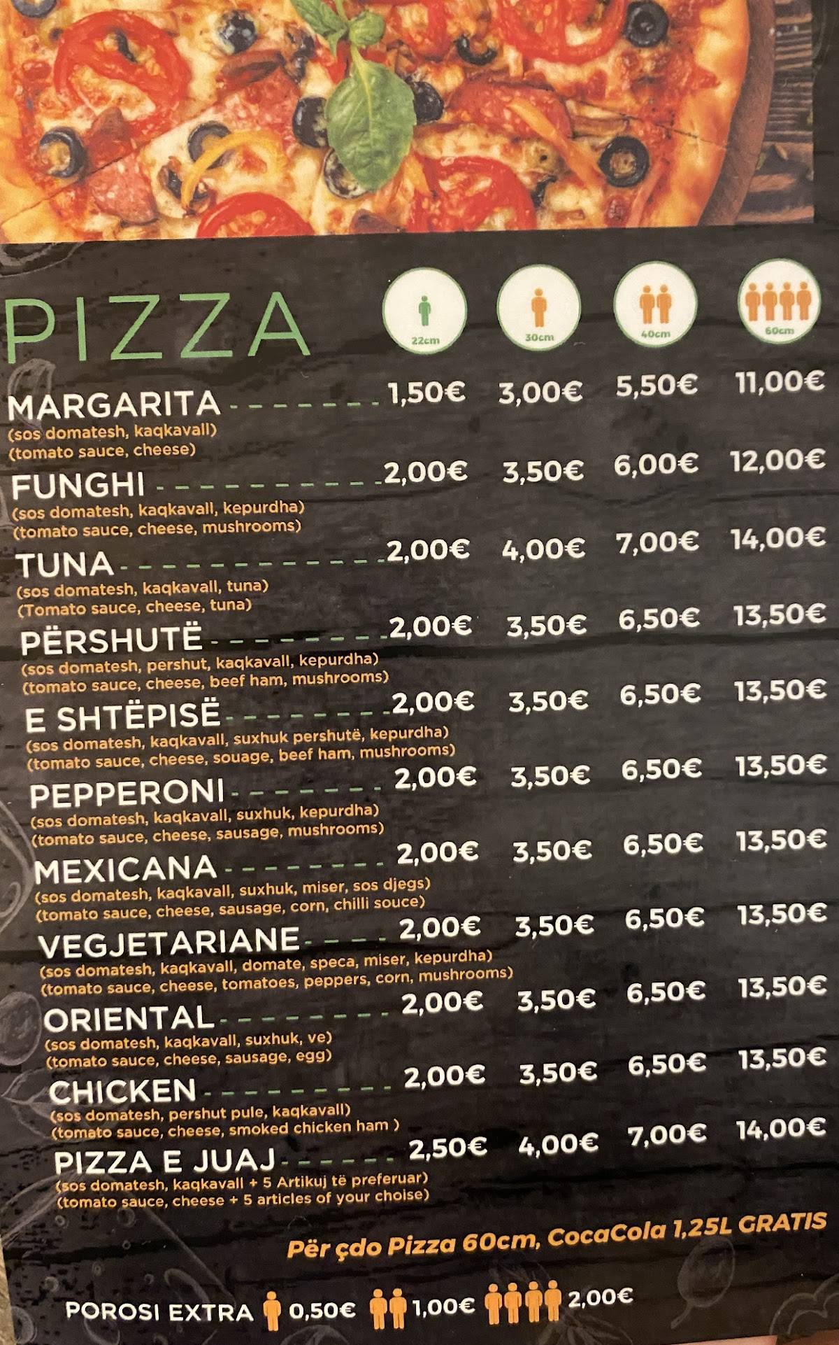 Speisekarte von Pepperoni Pizza, Priština