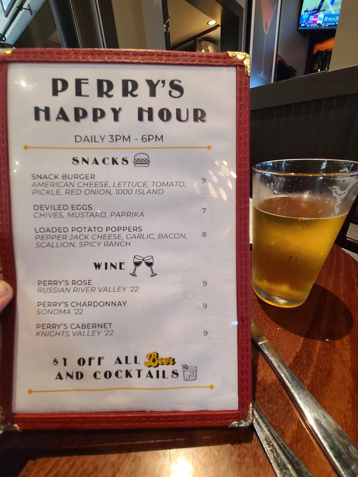 Menu at Perry's Novato restaurant, Novato