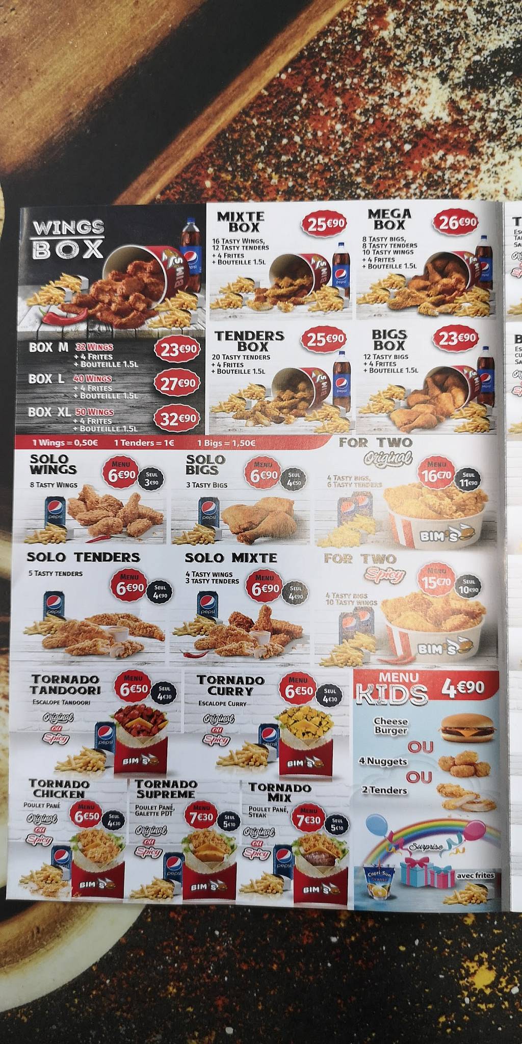Bims menu store