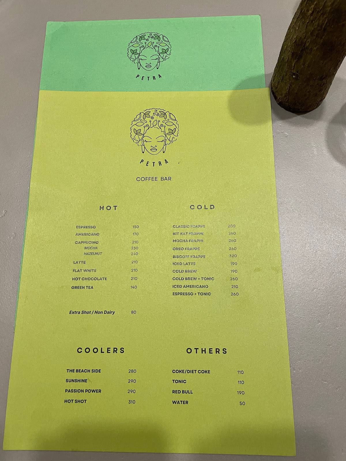 Menu at Petra, Surat