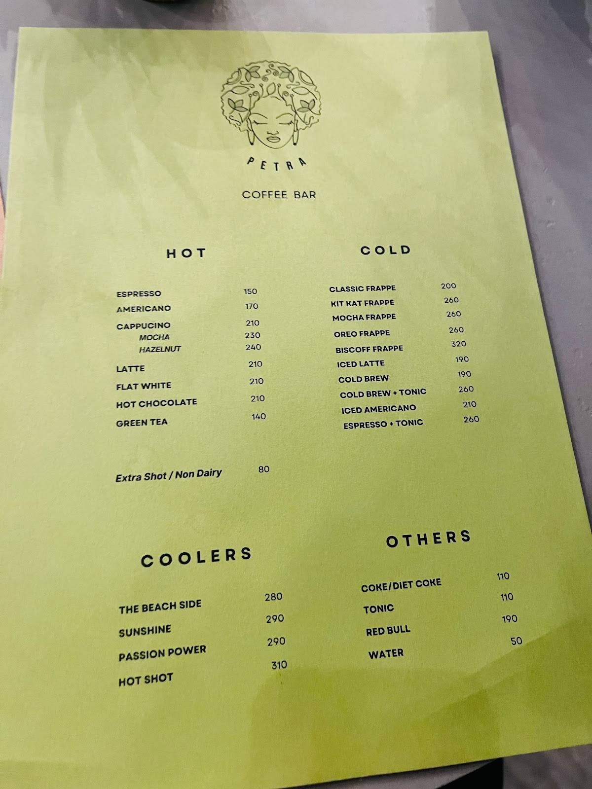 Menu at Petra, Surat