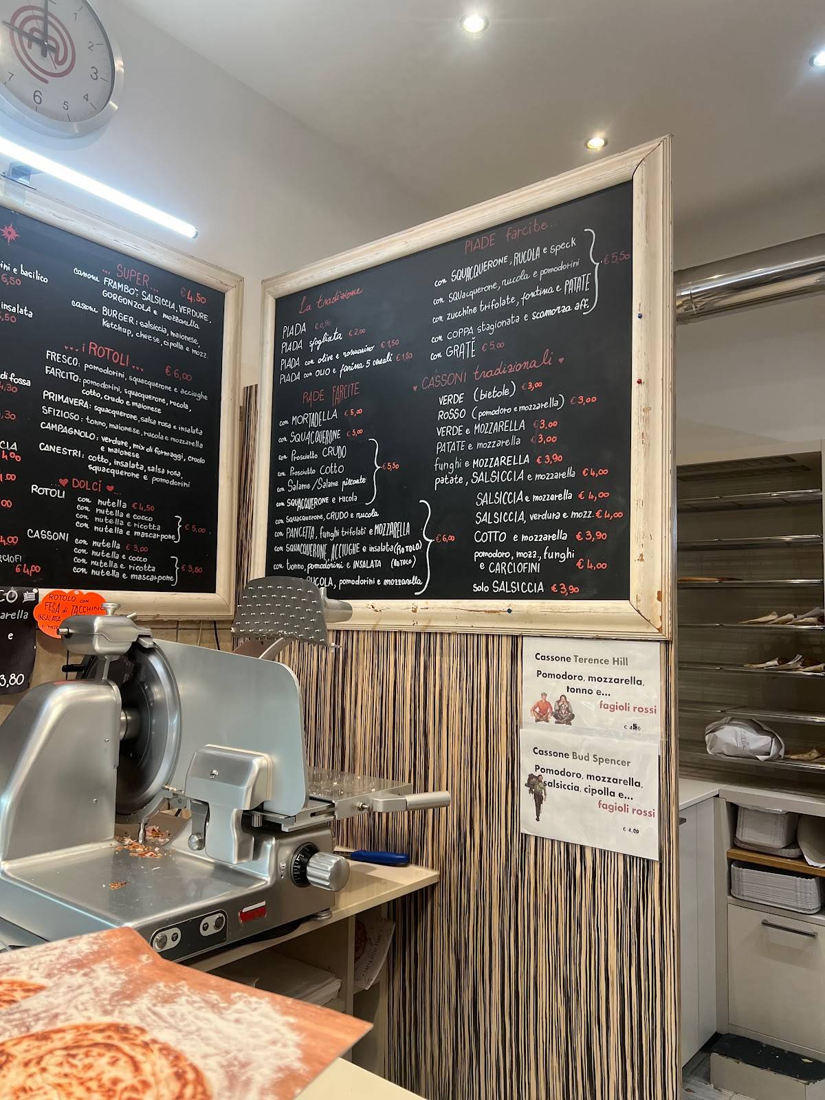 Carta de comida rápida Piada e Cassoni Ciana e Monda, Rimini