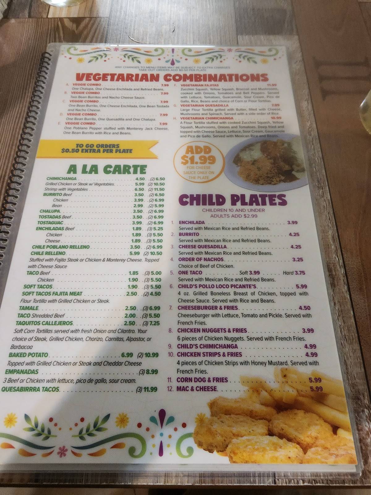 Menu at Picantes Mexican Grill restaurant, Clinton, 640 US-80