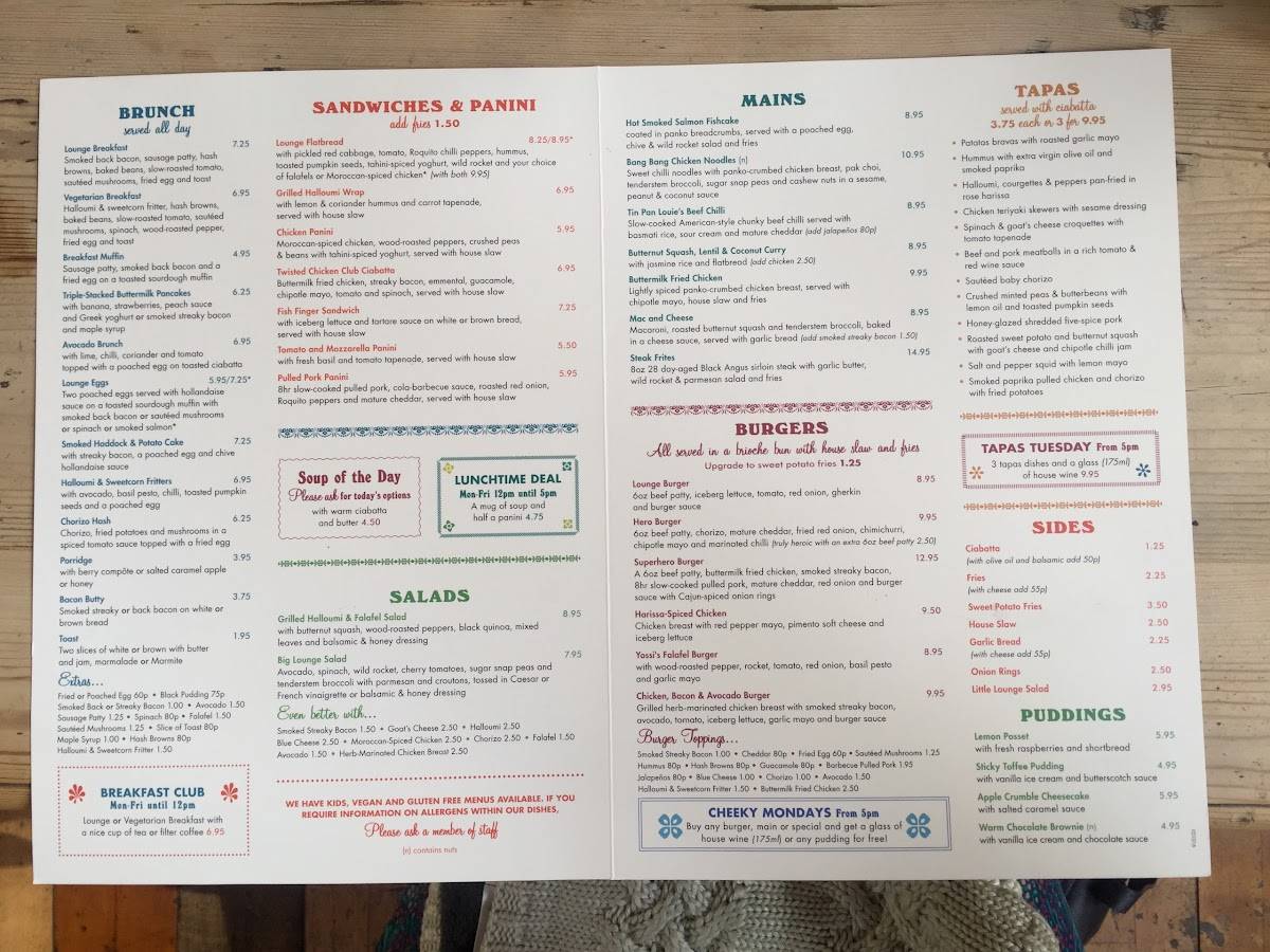 Menu at Pico Lounge pub & bar, Glossop