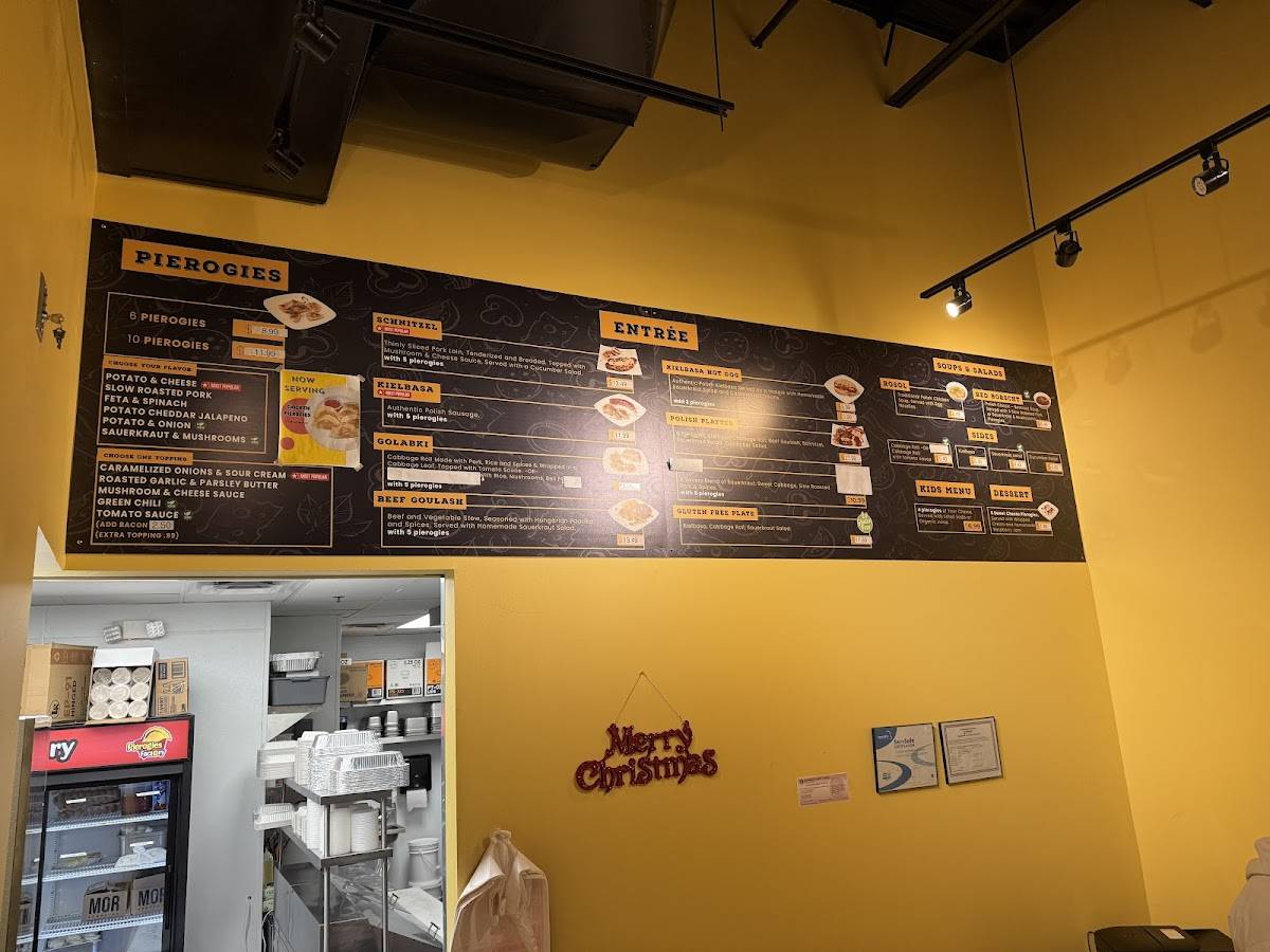 Menu at Pierogies Factory restaurant, Littleton