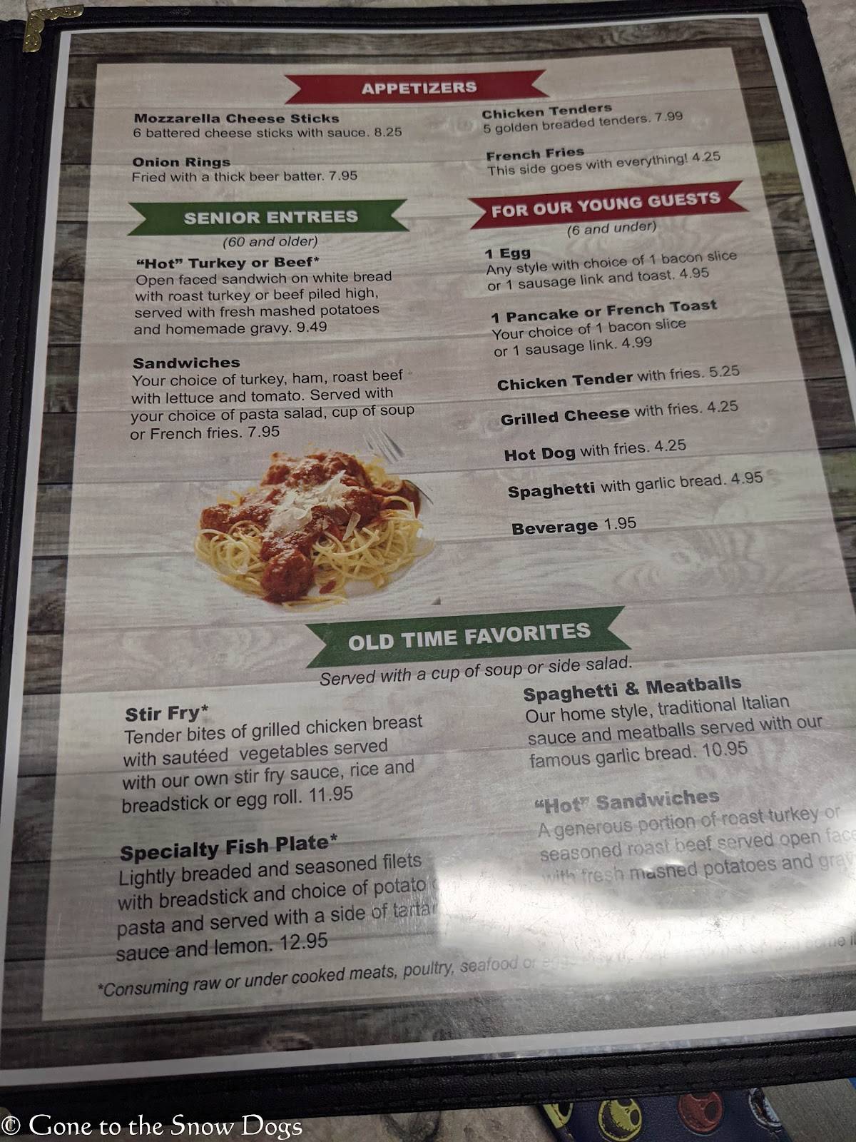 Menu at Pines Cafe, Ironwood