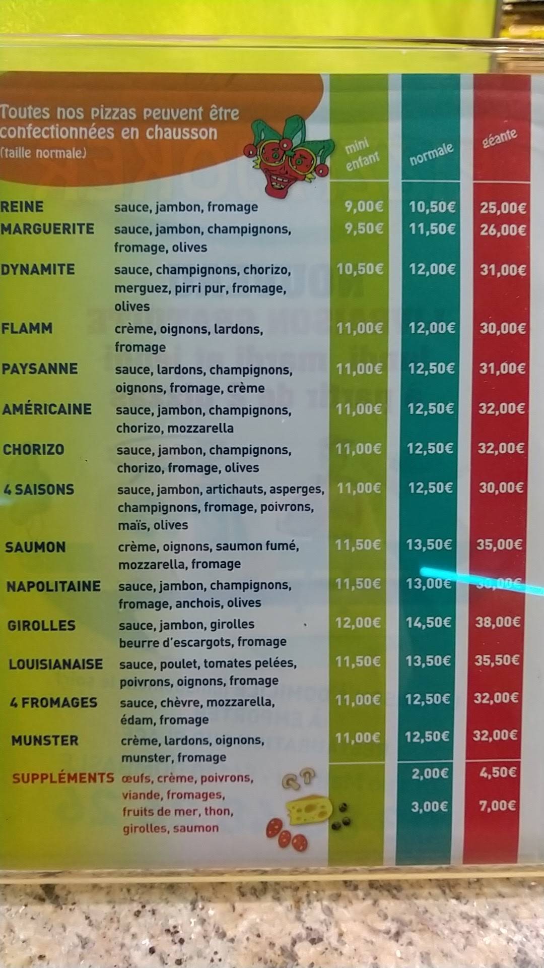 Menu at Pizza Joker pizzeria, Dombasle-sur-Meurthe