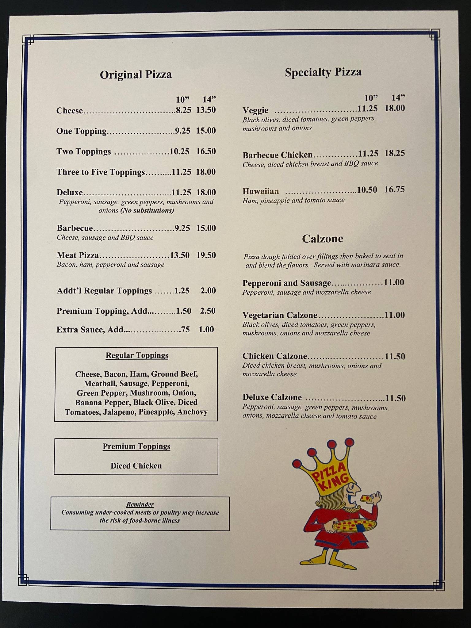 Menu at Pizza King Greencastle, IN pizzeria, Greencastle, 400 S ...