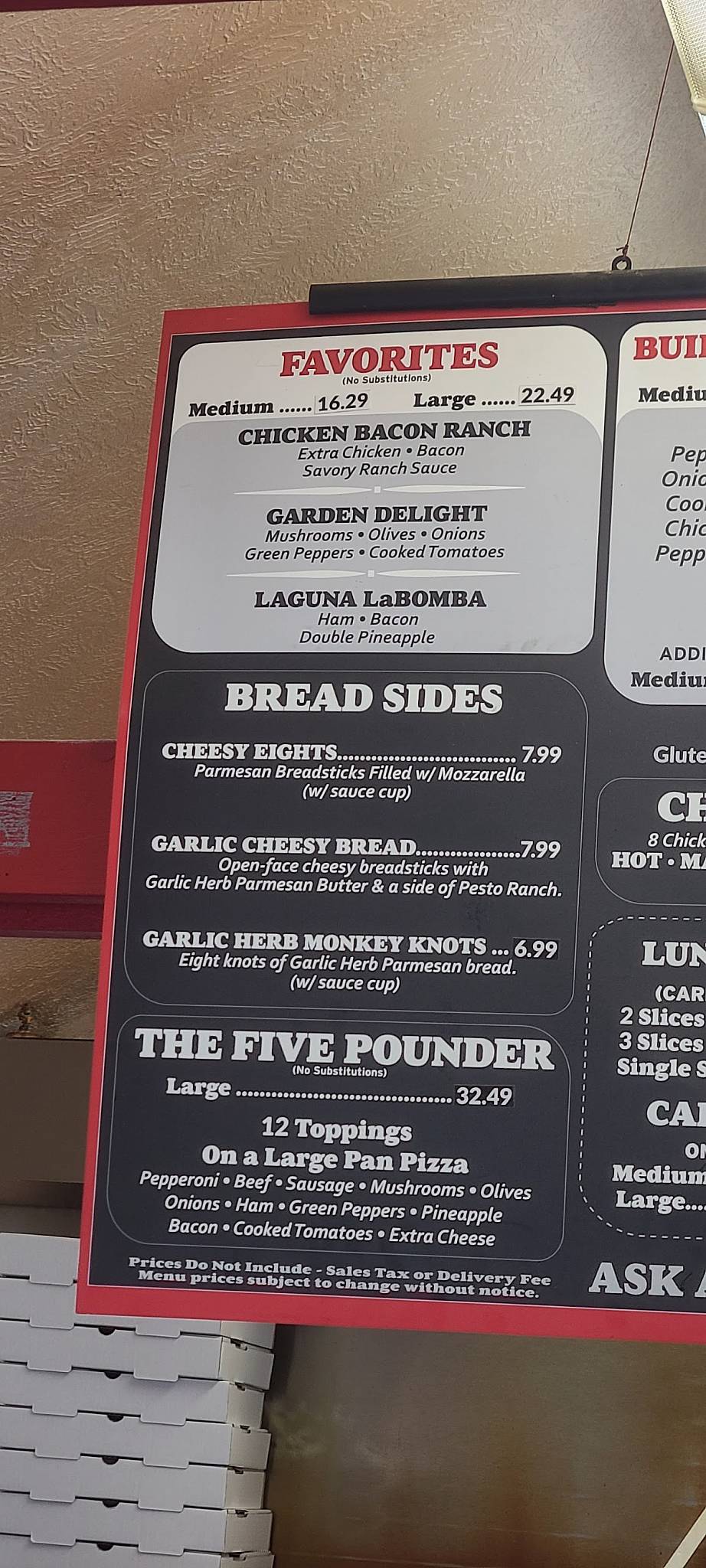 Menu at Pizza Rita pizzeria, Spokane Valley, 201 N Pines Rd