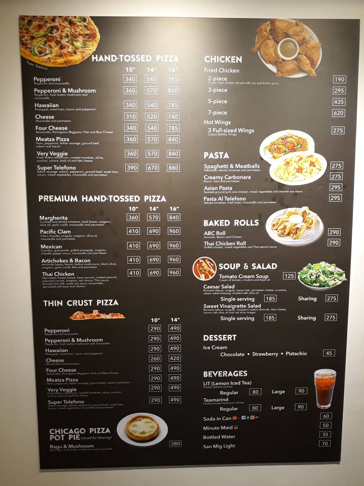 Menu at Pizza Telefono restaurant, Parañaque