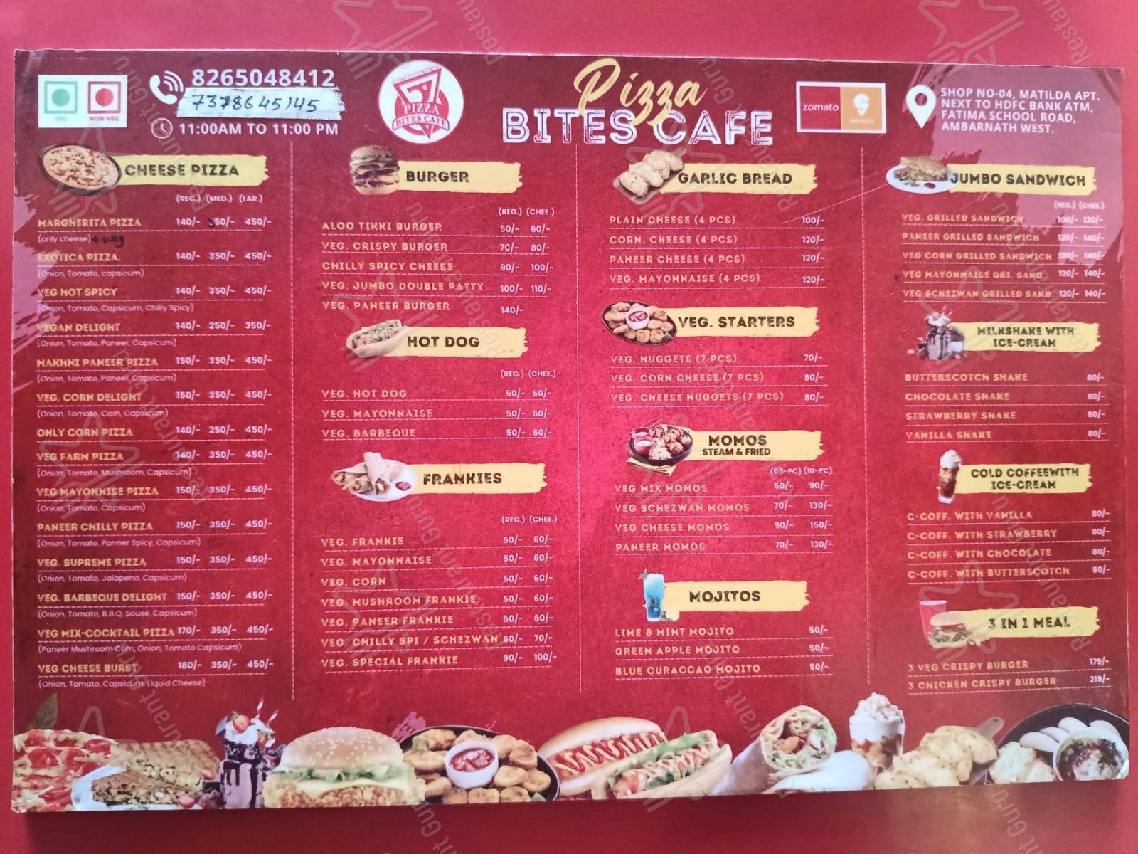 Menu at Pizza bites cafe, Ambernath, Shop no-4