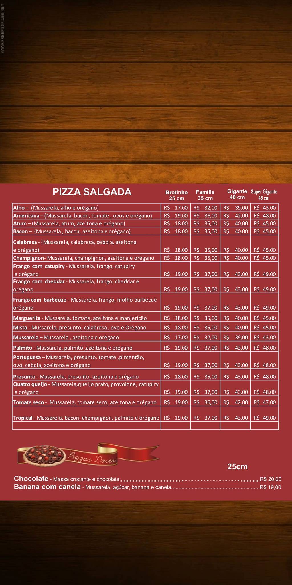 Menu em Pizza do Rapha delivery restaurante, Rio de Janeiro