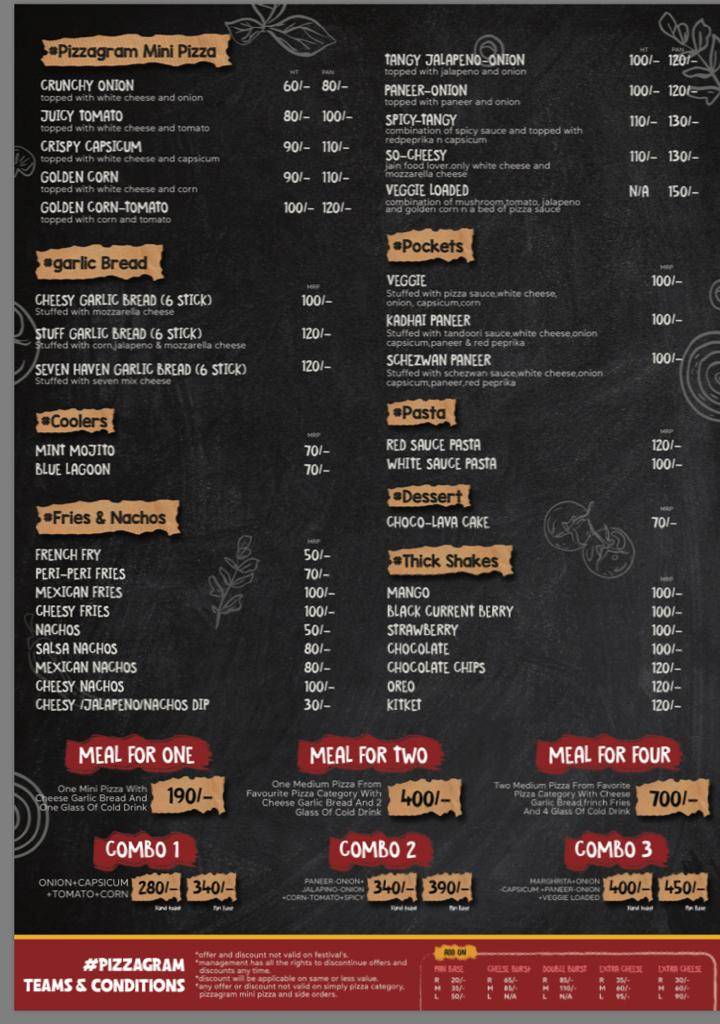 Menu at Pizzagram chandlodiya, Ahmedabad