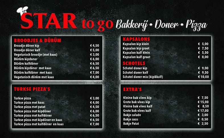 Menu at Bakkerij Star, Spijkenisse