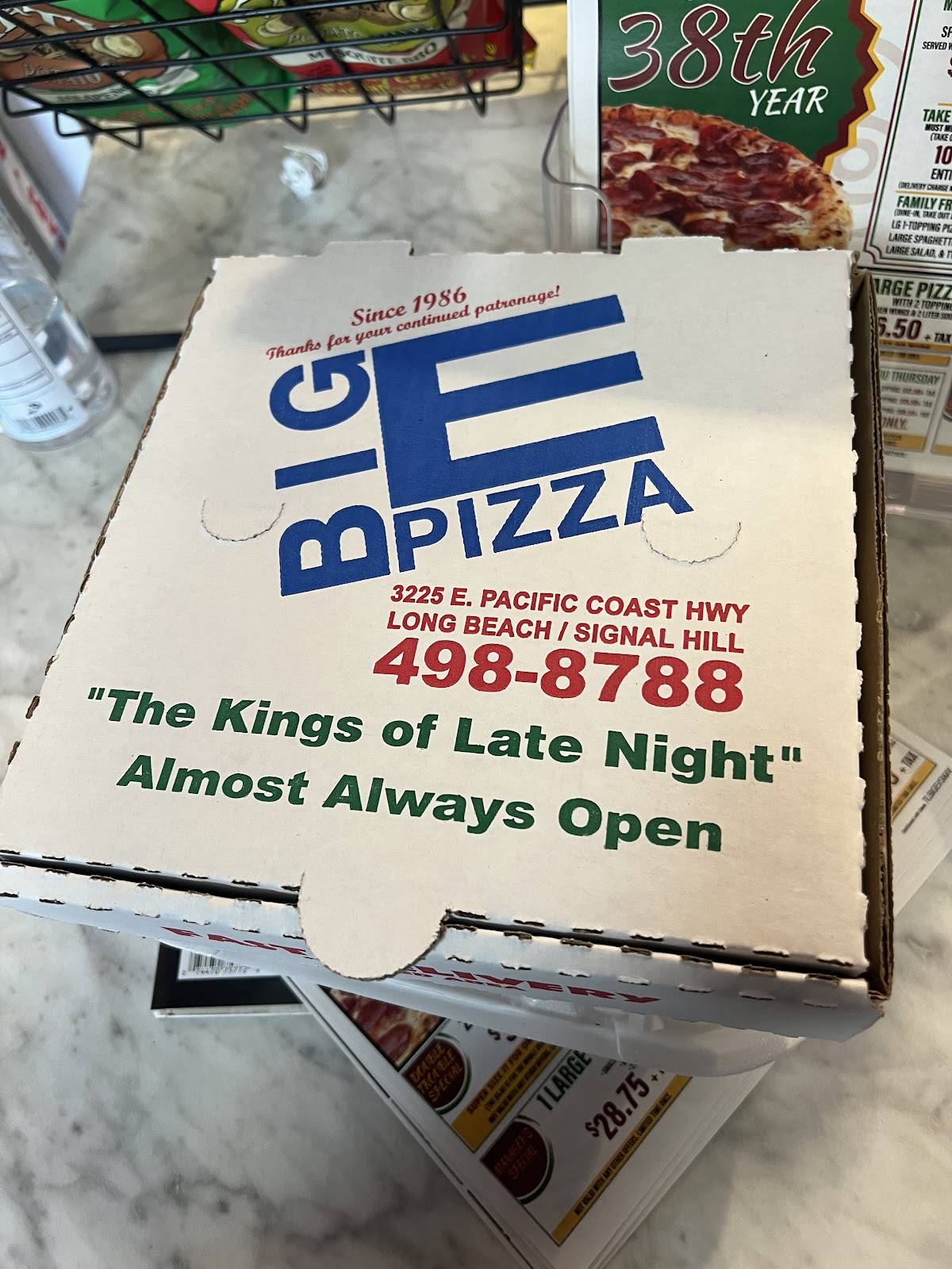 Menu at Big E Pizza pizzeria, Signal Hill