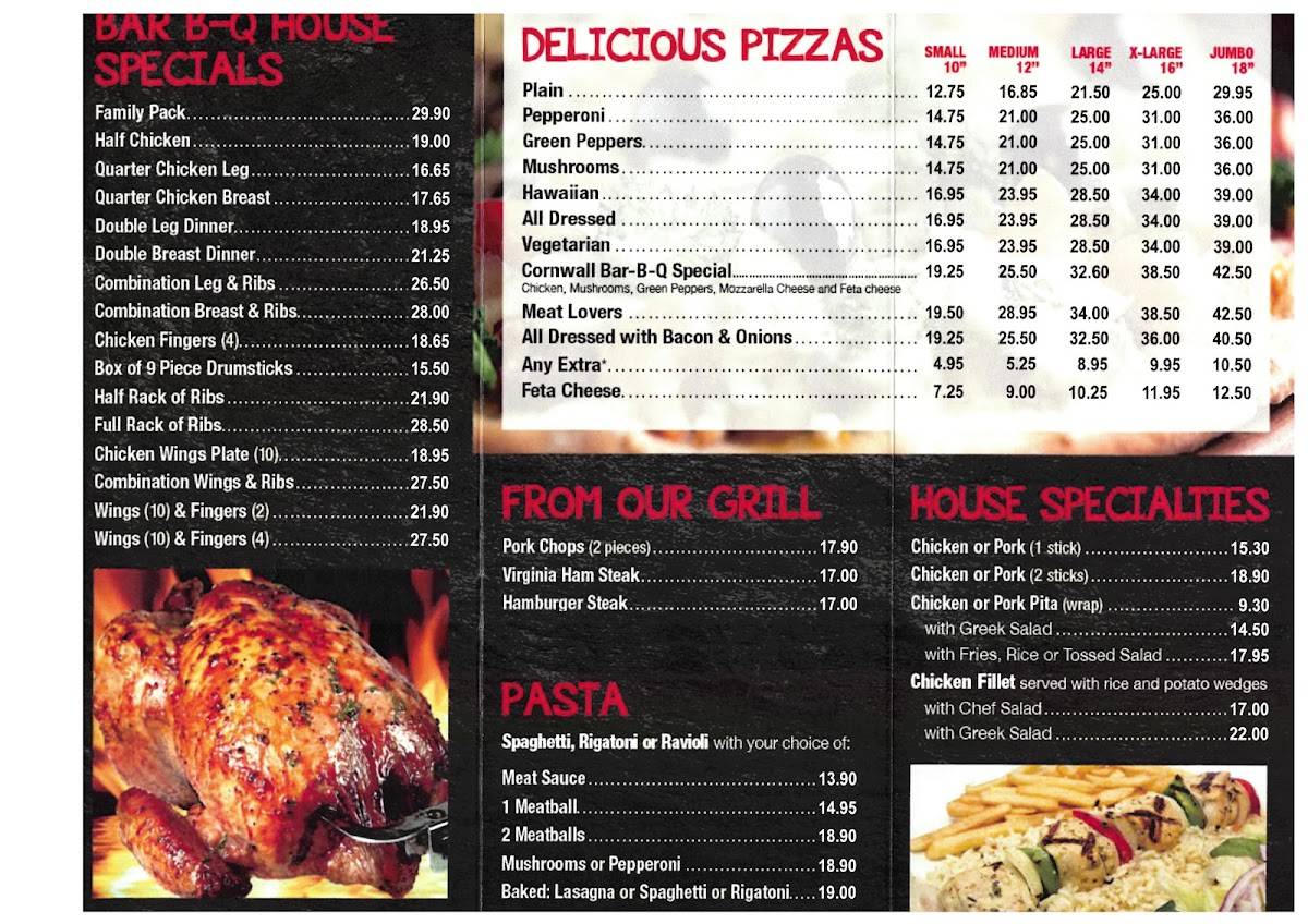 Menu at Cornwall Bar B Q Restaurant, Cornwall