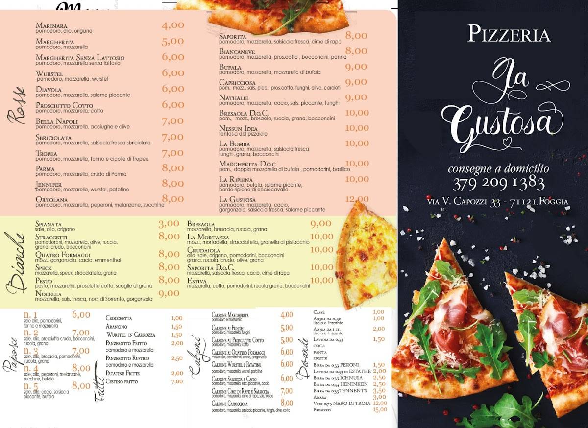 Speisekarte von Pizzeria La Gustosa, Foggia
