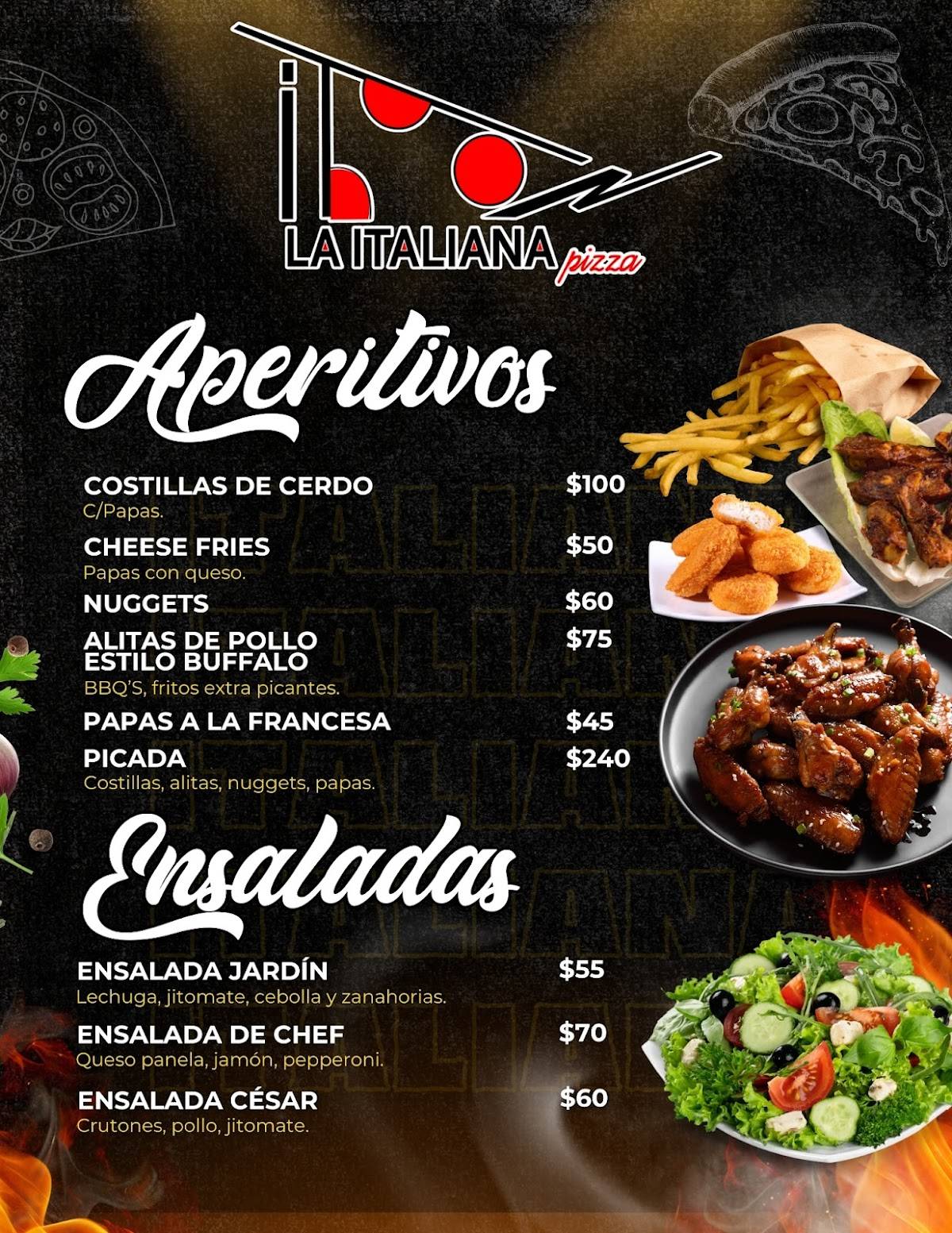 Carta de Pizzeria La Italiana, Acatlán de Osorio