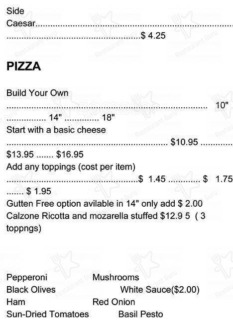 Menu at Maltby Pizza & Pasta pizzeria, Maltby