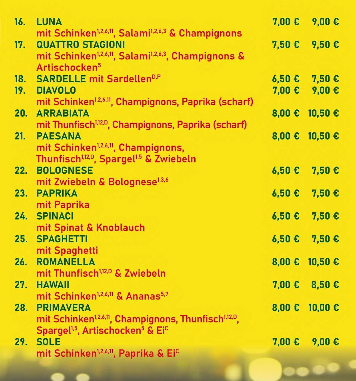 Speisekarte von Pizzeria Peppe, Witten
