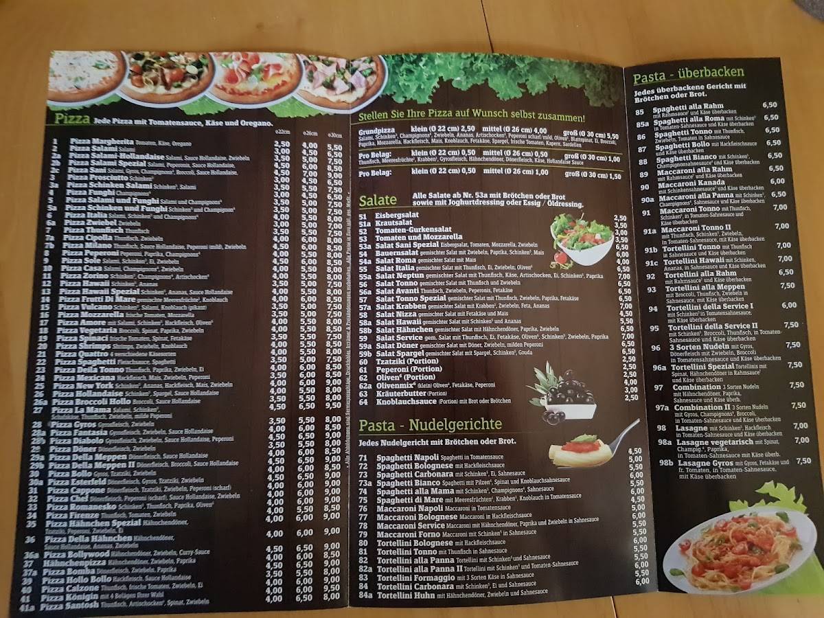 Speisekarte von Pizza Service, Meppen