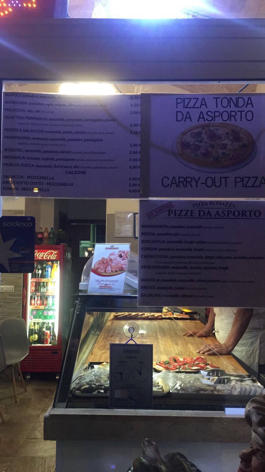 Menu au Pizzeria "Pizza in Piazza", Rome