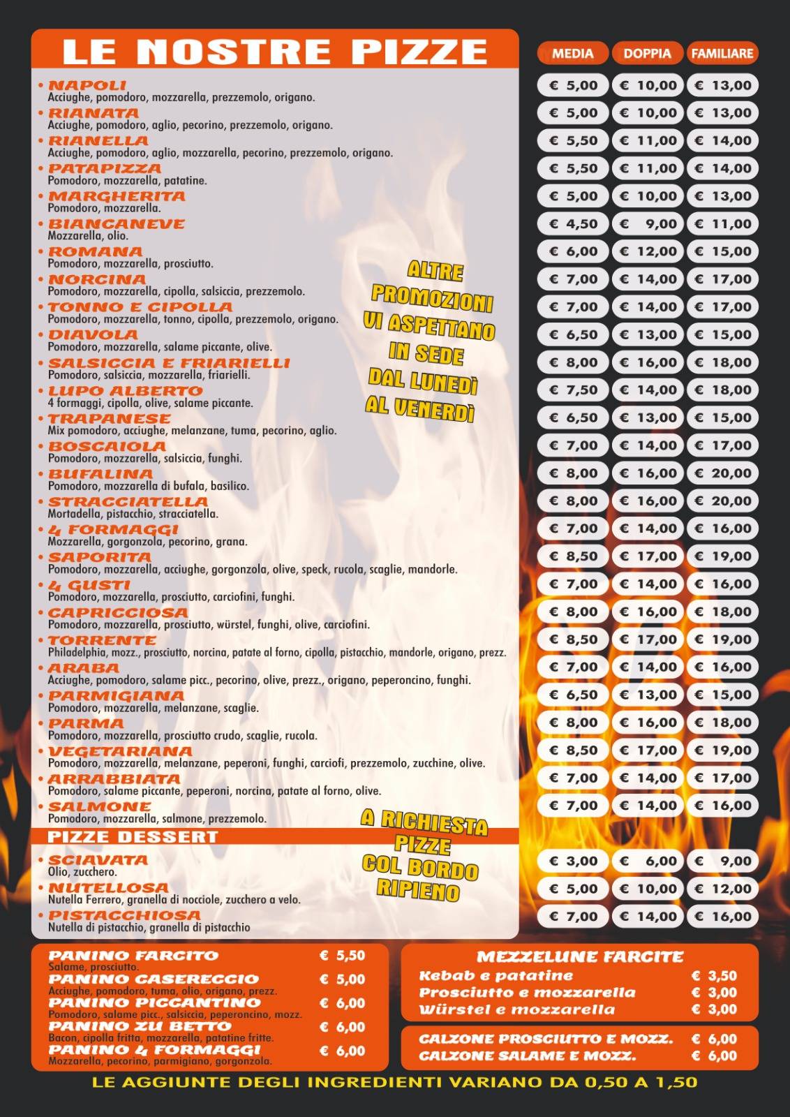 Menu at Pizzeria lupo alberto, Trapani
