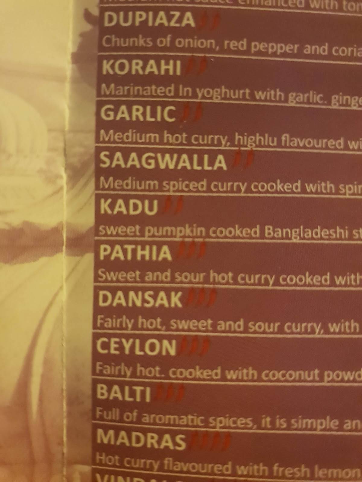 Menu at Planet Papadum Restaurant, Great Yarmouth