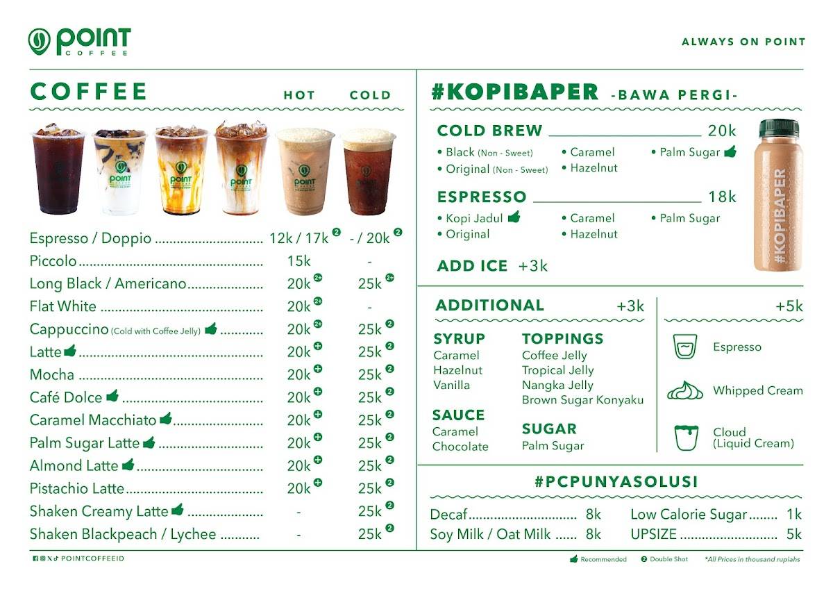 Menu at Point Coffee, Makassar, Jl. Bumi Tamalanrea Permai