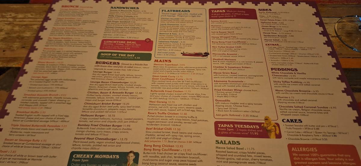 Menu at Ponto Lounge restaurant, Hull