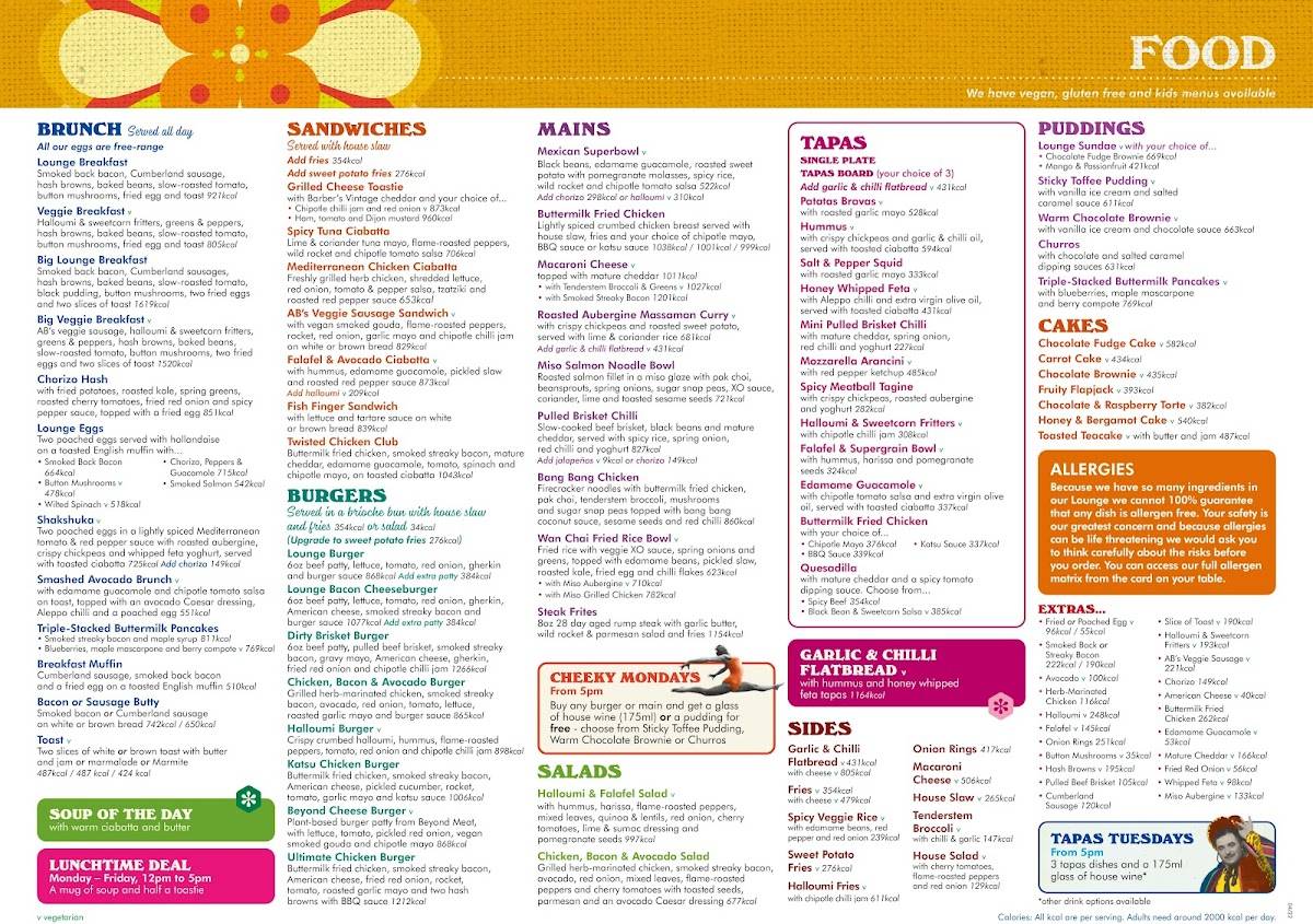 Menu at Ponto Lounge restaurant, Hull