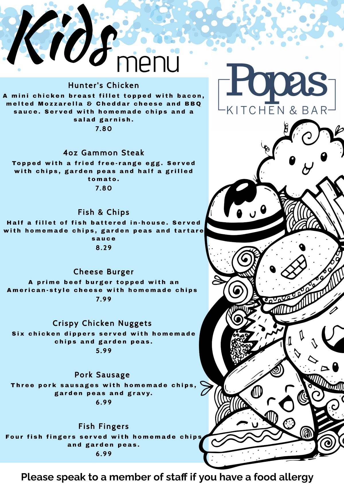 Menu at Popa's Kitchen and Bar, Anderby, Sea Rd