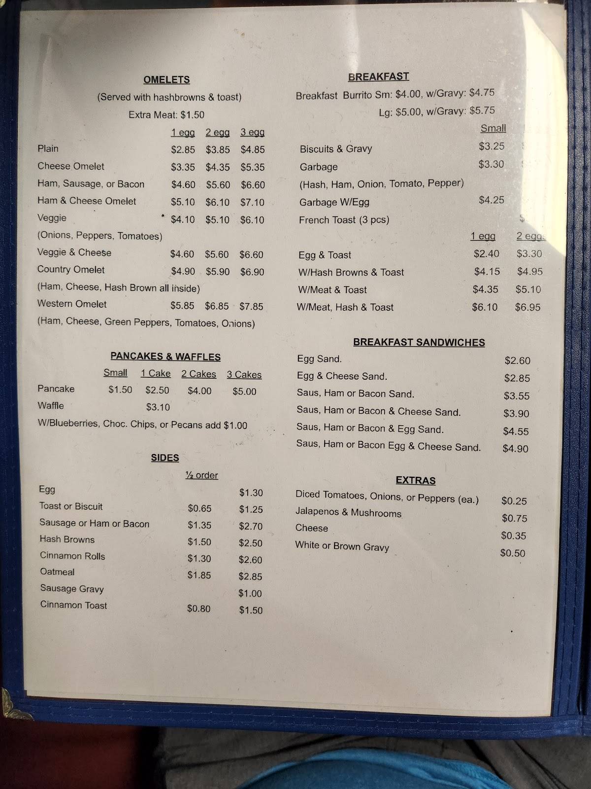 Menu at Pops Diner restaurant, Peabody