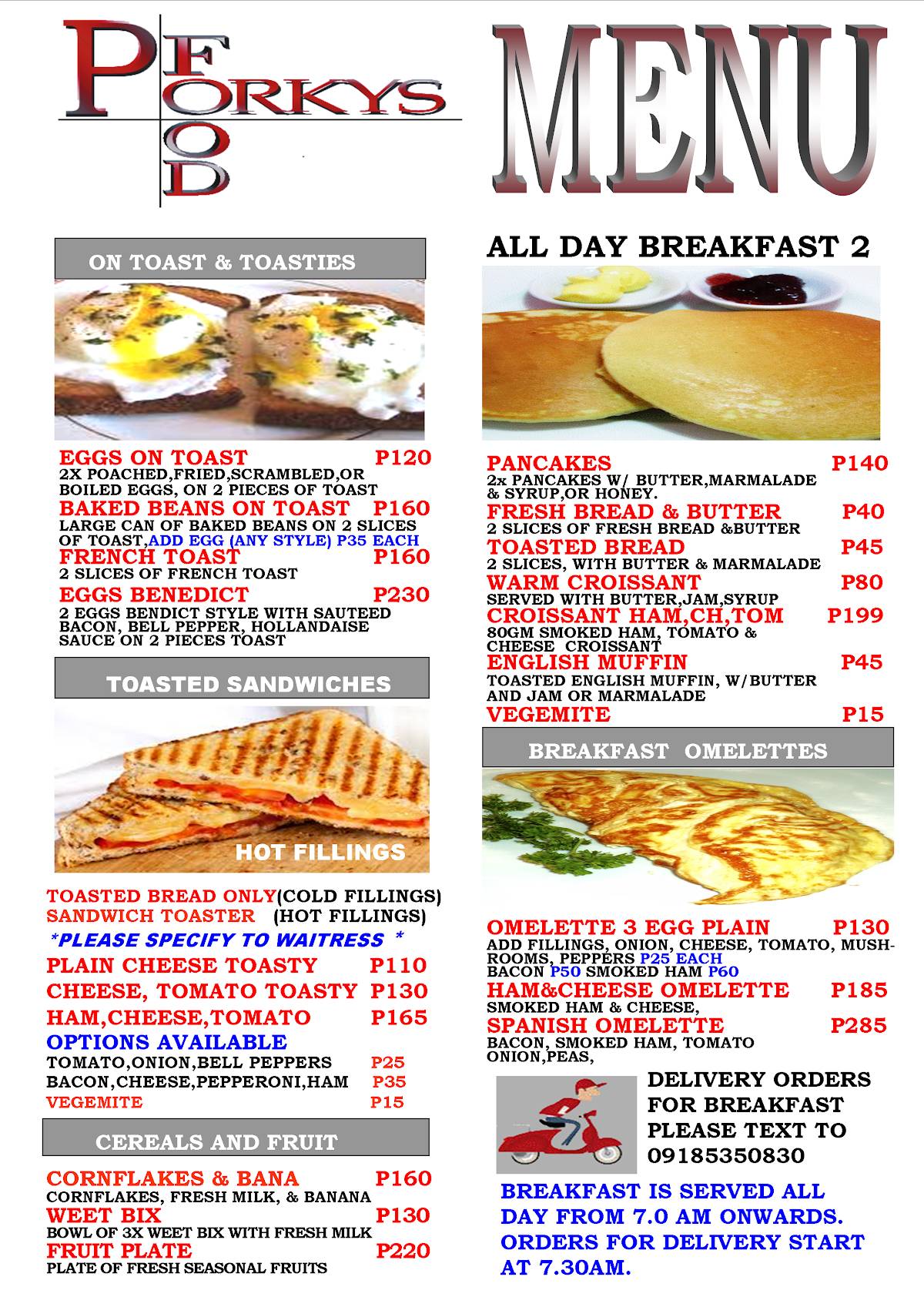 Menu at Porkys Food Diner & sports bar, Angeles