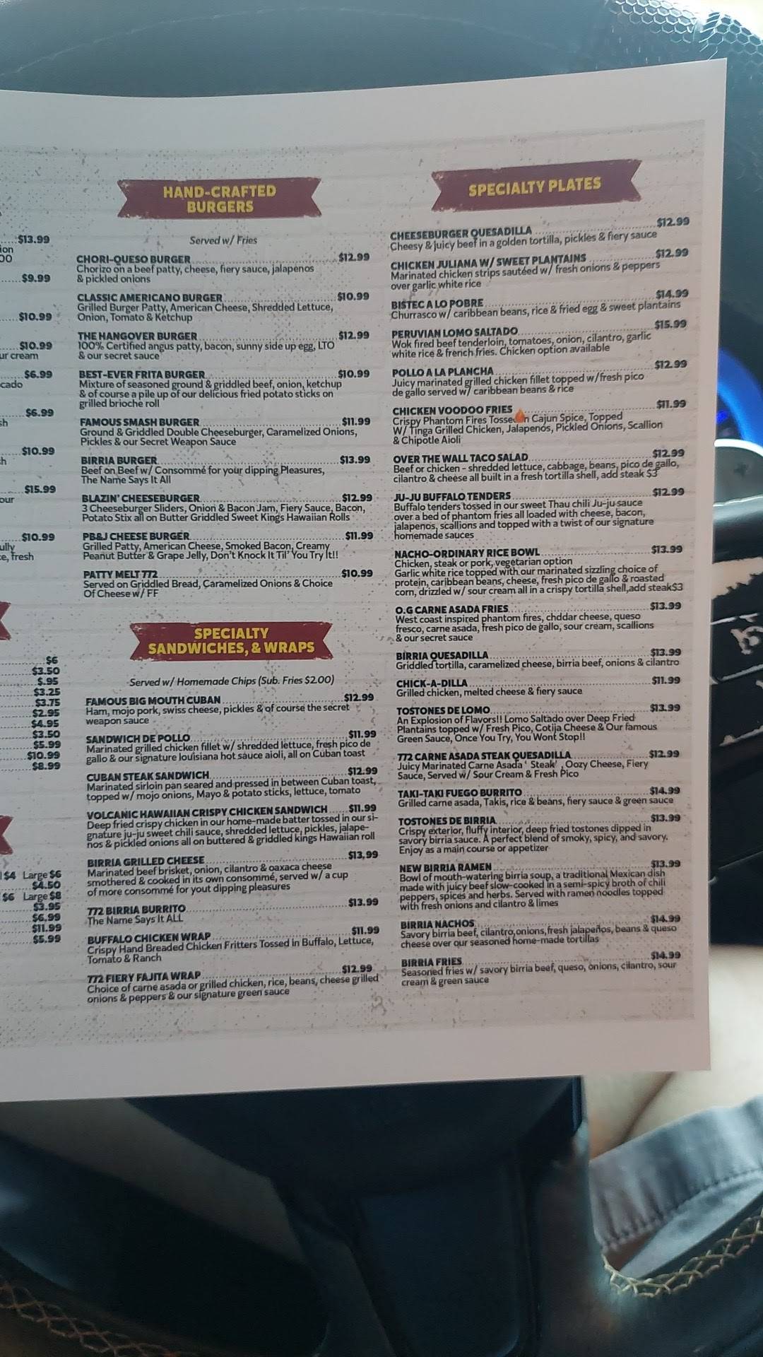 Menu at Cafe772 Cantina & Grill, Port St. Lucie