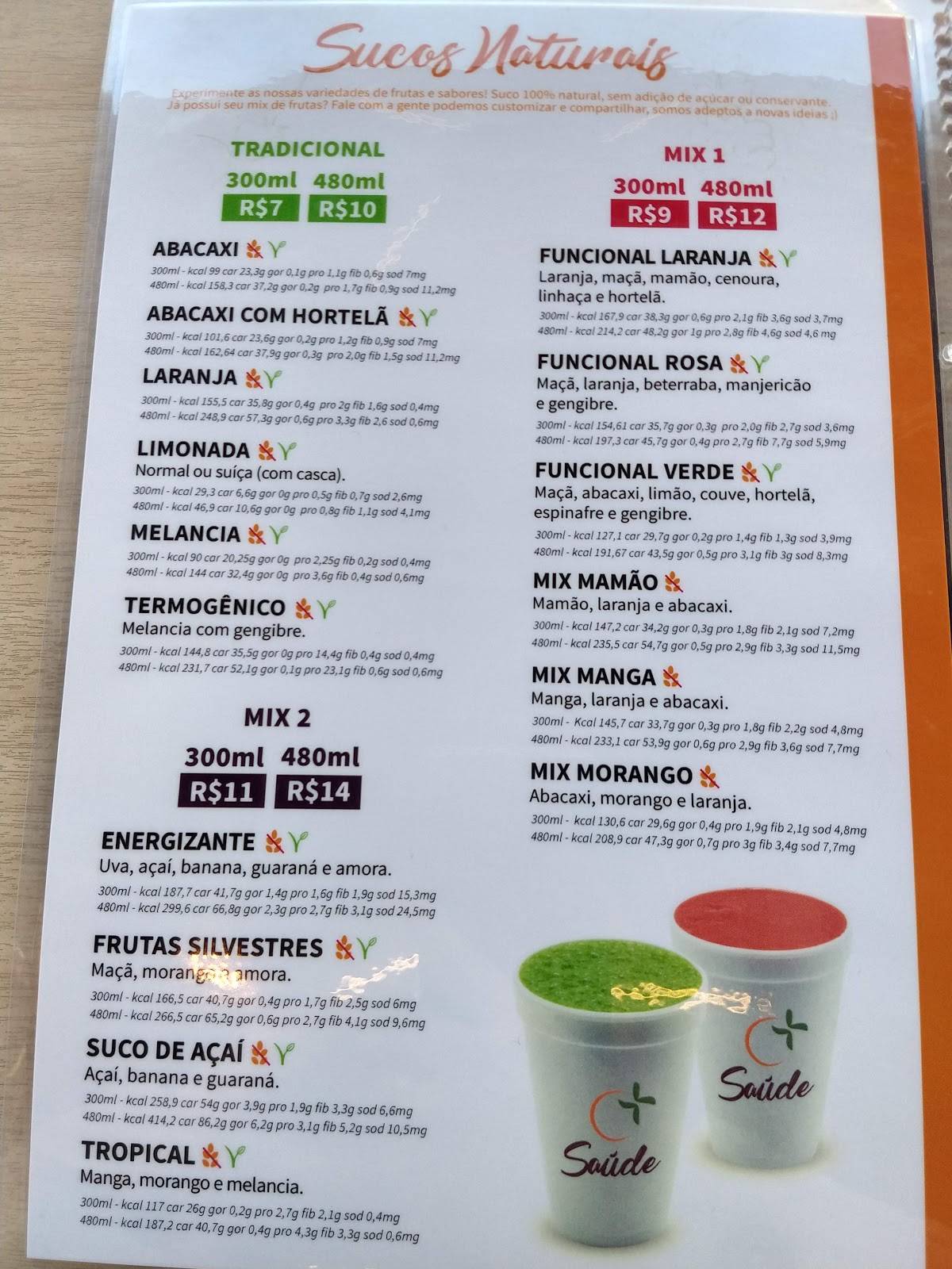 Menu em Saúde no Copo restaurante, Porto Alegre, Av. Dr. Nilo Peçanha