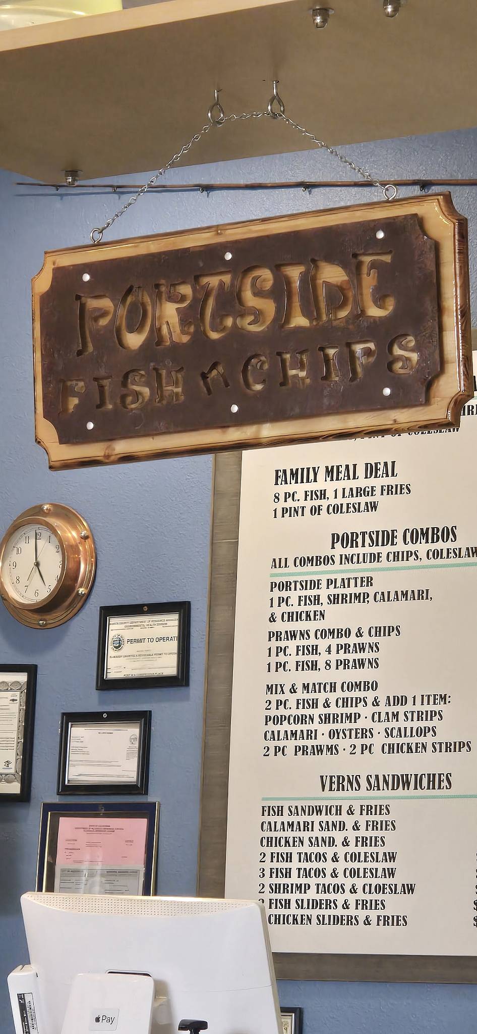 Menu at Portside Fish & Chips pub & bar, Anderson