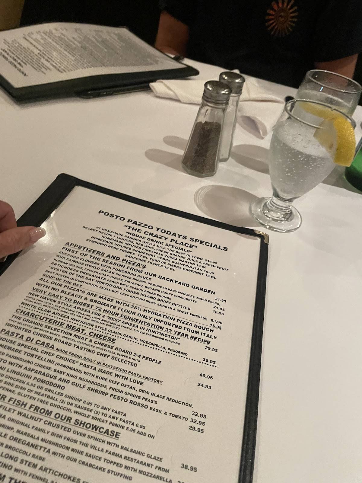 Menu at Posto Pazzo restaurant, Huntington, 84 New York Ave