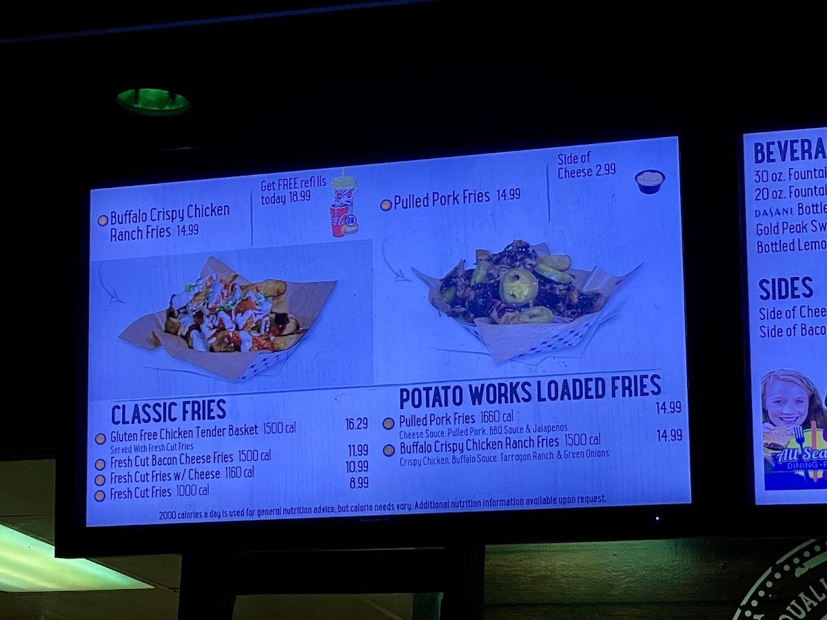 Menu at Potato Works restaurant, Mason