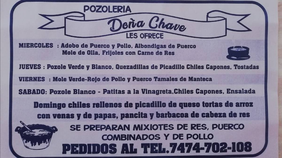 Menu at Pozoleria Doña Chabe restaurant, Mazatlán
