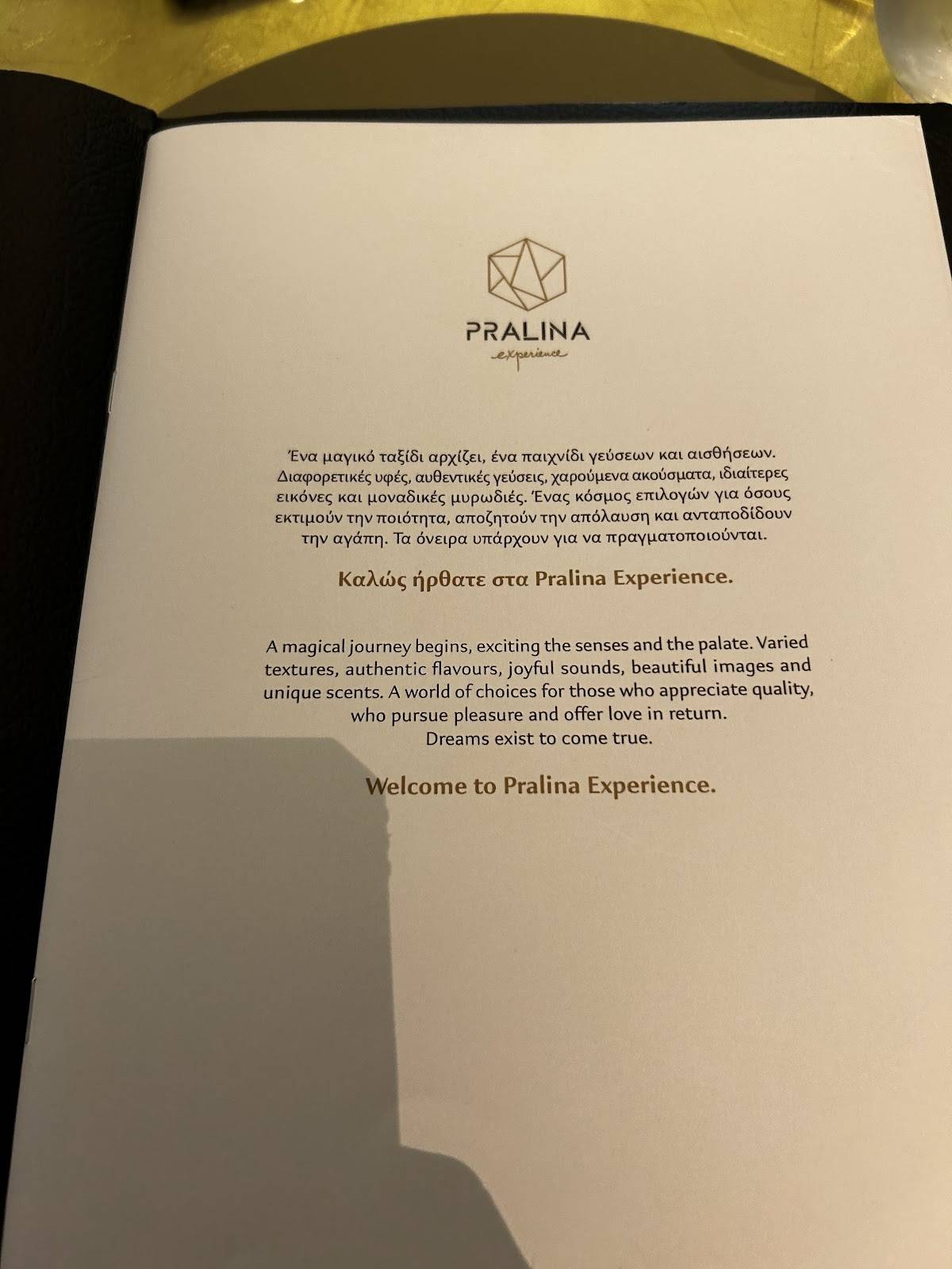 Menu at Pralina Experience, Nicosia, Stasikratous 31