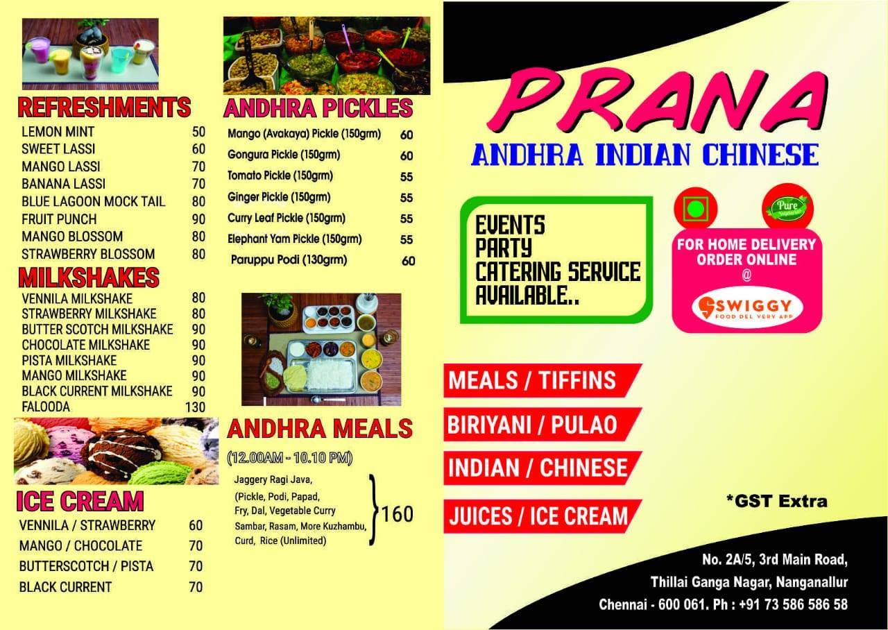 Menu at Prana, Chennai, No:5