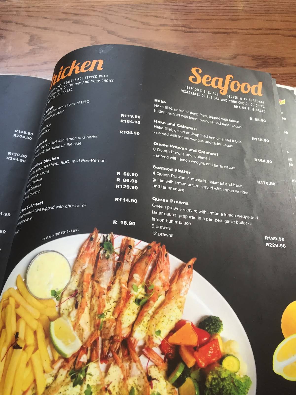 Menu at Foodchain restaurant, Pretoria, Menlyn Park